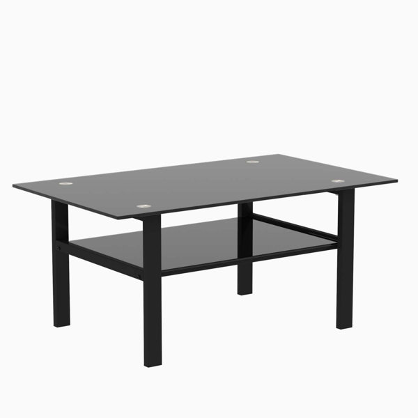 Ebern Designs Black Glass Coffee Table Modern And Simple Black Living Room Coffee Table Side